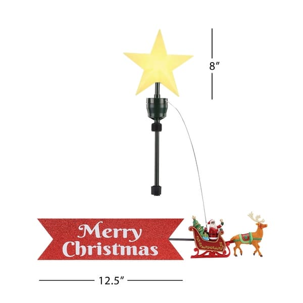 Animated Sleigh Tree Topper with Banner - Black Santa - Bed Bath ...