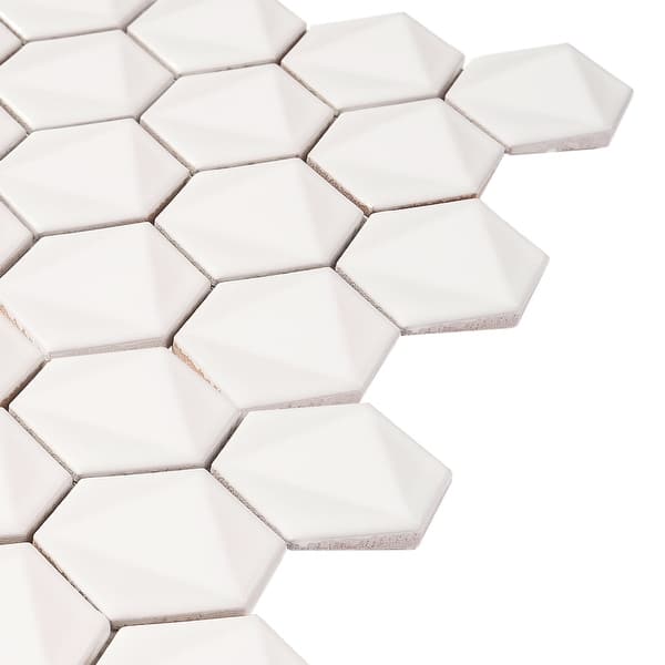 3D Hexagon 2" x 2" Glossy Porcelain Mosaic Tile - Bed Bath & Beyond ...