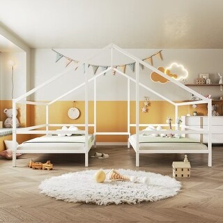 Metal Double Twin Size Triangular House Beds with Built-in Table - Bed ...