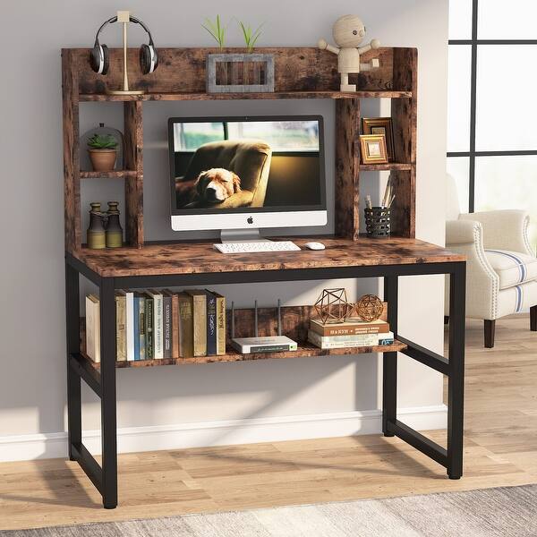 47 Inch Computer Desk with Storage Shelves for Home Office PC Laptop ...