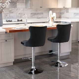 Swivel Velvet Bar stools with Adjustable Seat Height from 25-33 Inch ...