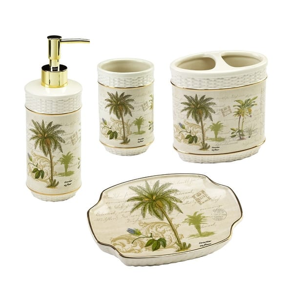 Avanti Colony Palm 4 Pc Bath Accessory Set - Ivory - Bed Bath & Beyond ...