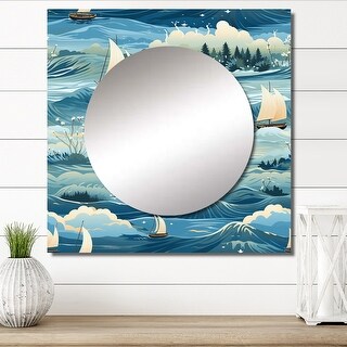 Designart "Coastal Tranquility Seaside Landscape I" Coastal Wall Mirror ...