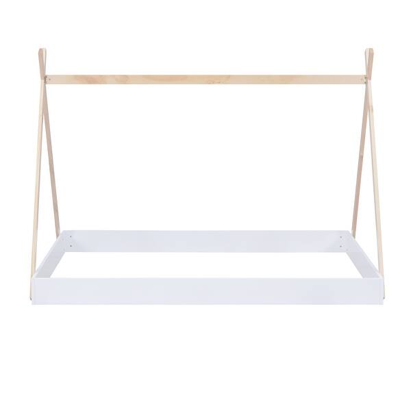 Full Size Kids Tent Bed Frame Floor Bed Wood Structure with House Roof ...