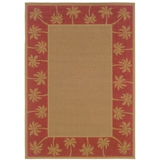 Indianapolis Beige Red Border Outdoor Casual Area Rug - Bed Bath ...