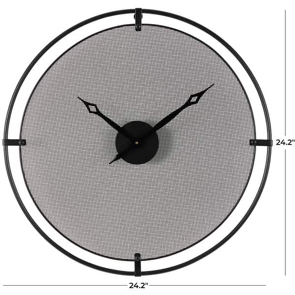 Black Metal Minimalistic Decorative Wall Clock with Mesh Backing - Bed ...