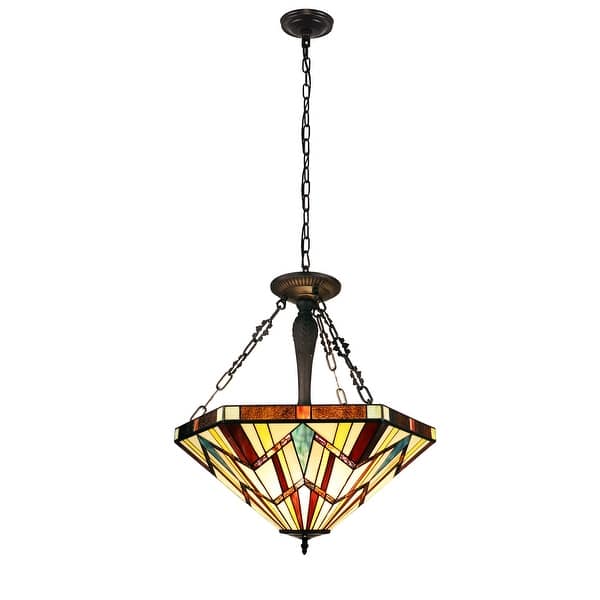 Tiffany-Style Mission-Design 3-light Blackish Bronze Pendant - Multi ...