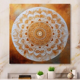 Designart "White And Gold Mandala Iv" Boho Mandala Wall Art For Living ...