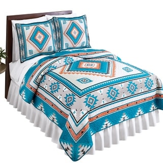 Turquoise Southwest Aztec Pattern Reversible Quilt - Bed Bath & Beyond ...