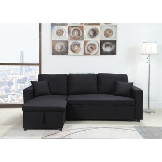 Soft Lenin Reversible Sectional Sofa Bed, Living Room L-Shaped Sleeper ...
