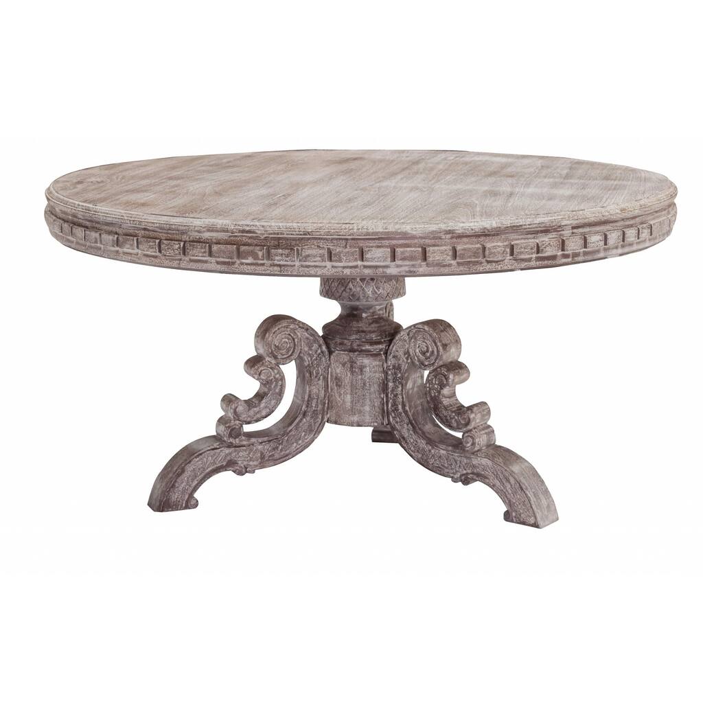Whitewash Gray Solid Wood Round Dining Table - 60x60x30 - Overstock ...