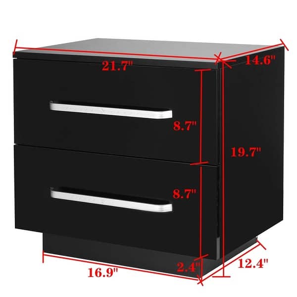 Nightstand Modern Matte Low Profile Black Nightstand with High Gloss ...
