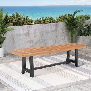 Outdoor acacia wood garden bench - Modern furniture - Bed Bath & Beyond ...