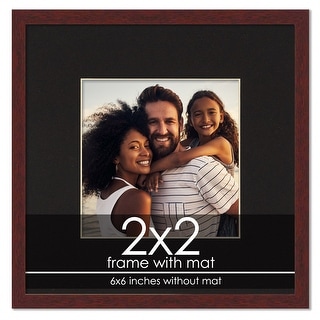 2x2 Frame with Mat - Brown 6x6 Frame Wood Made to Display Print or ...