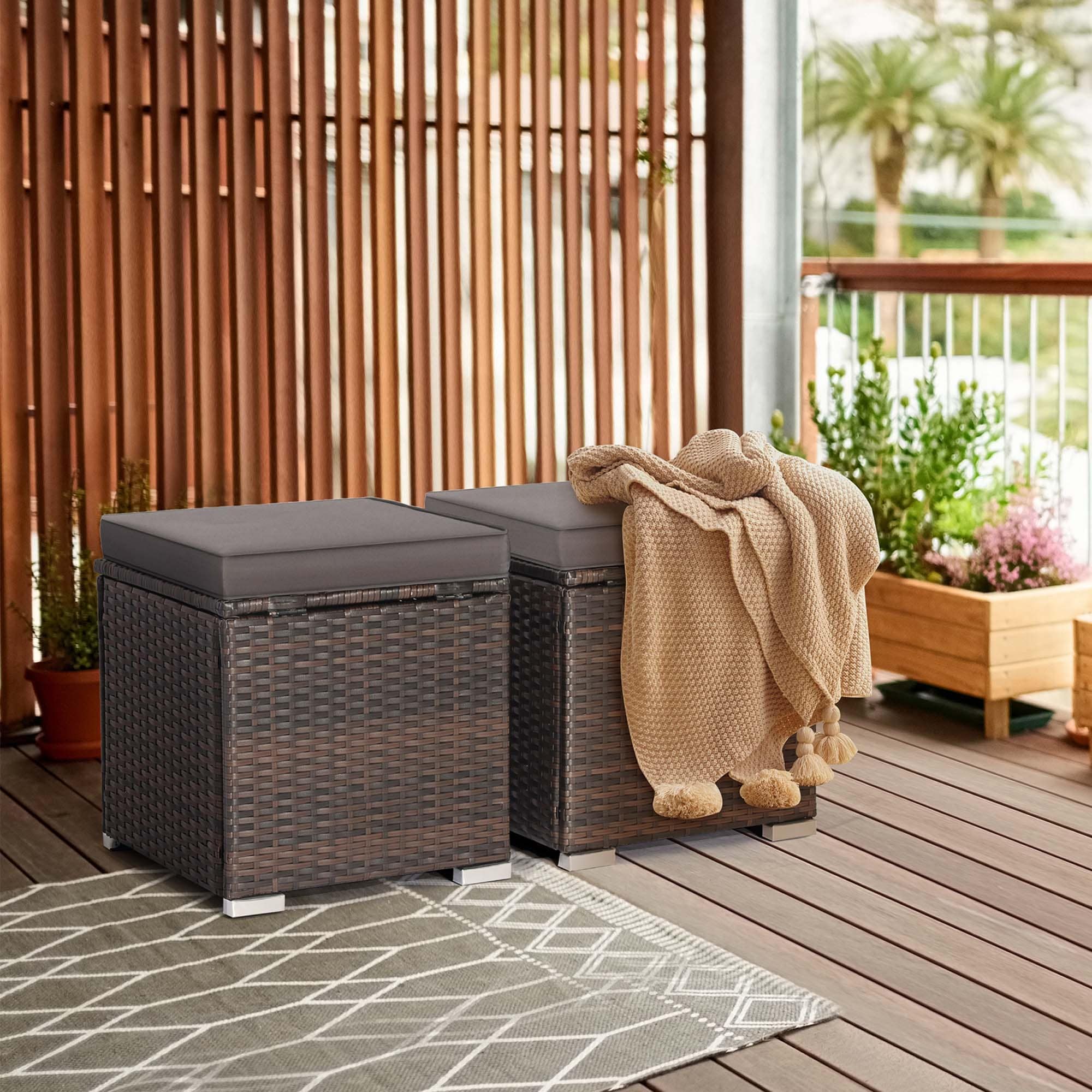 Wicker ottoman storage box store