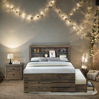 Farmhouse Style Full Size Bookcase Captain Bed with Three Drawers and ...