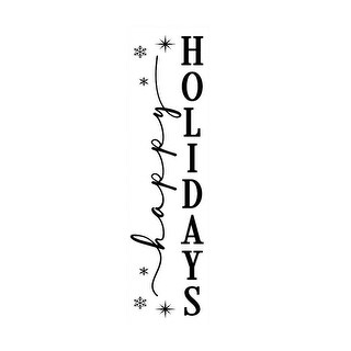 Black White Happy Holidays Christmas Vertical Wood Sign 24" x 5.5 ...