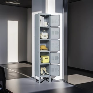 5 Door 66"H Metal Lockers w/ Lock for Employees,Storage Locker Cabinet ...
