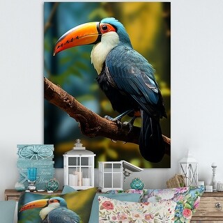 Designart "Blue And White Tropical Toucan Jungle" Toucan Wall Décor ...