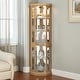 Corner Lighted Glass Curio Cabinet with Adjustable Shelves, Mirrored ...