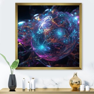 Designart "Liquid Crystal Atom" Fractals Framed Wall Decor - Bed Bath ...