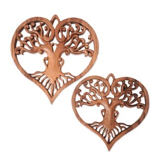Novica Handmade Roots Of Love Wood Relief Panels (Set Of 2) - Bed Bath ...