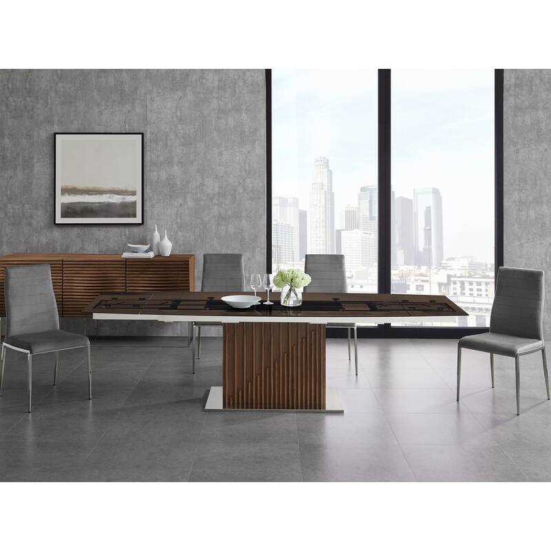 MOON dining table with walnut veneer base. - N/A - Overstock - 33986915