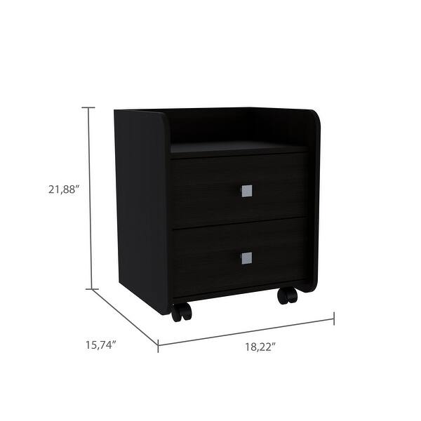 Caster Base for Mobility Nightstand Bedside Table with 2 Drawers and ...