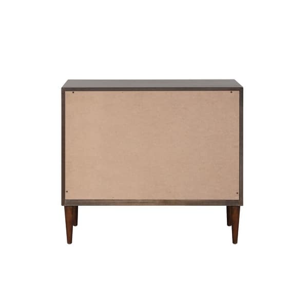 Walnut Finish Nightstand with 2 Silver Pattern Drawers and Self-Closed ...