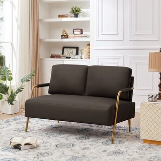 Modern Fabric 2-seater Couch with Removable Back Cushion and Metal Leg ...