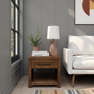 24 inch End Table, No Assembly Required, Oak Bourbon Finish - Bed Bath ...
