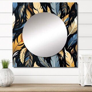 Designart "Feather Tribal Fusion I" Modern Wall Mirror - Abstract ...