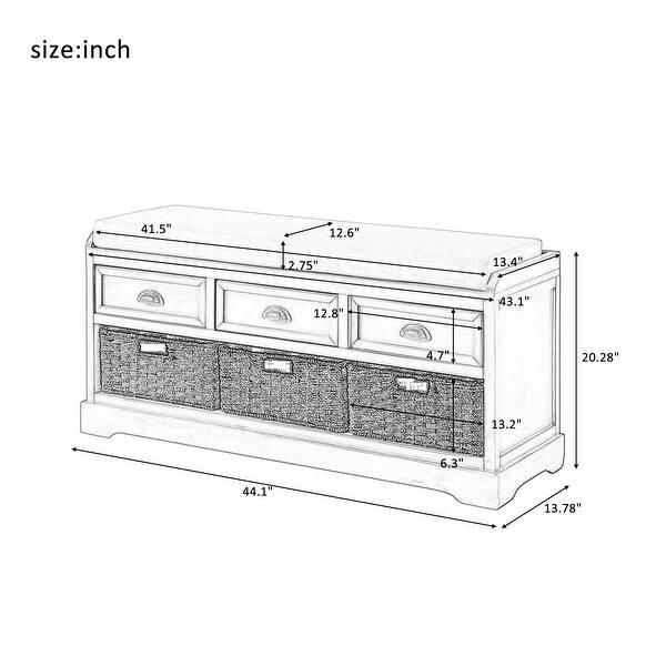 Solid Wood Entryway Bench Storage Bench with Cushioned Seating ...