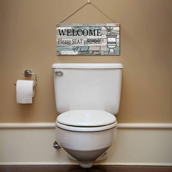 Wooden Welcome Sign Board Please Seat Yourself Toilet Hanging Plaque ...