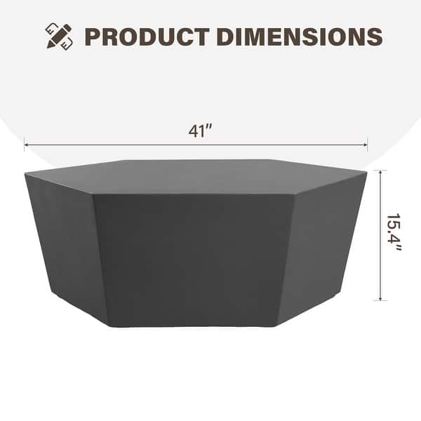 41 Inches Modern Minimalist Indoor/Outdoor Concrete Hexagonal Side ...