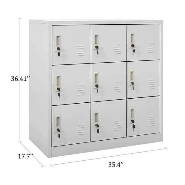 Locker Cabinet Metal Lockers with 9 Lockable Doors Storage Box Office ...