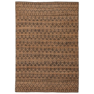 ECARPETGALLERY Flat-weave Palas Denizli Dark Grey Jute Kilim - 5'4 x 7 ...