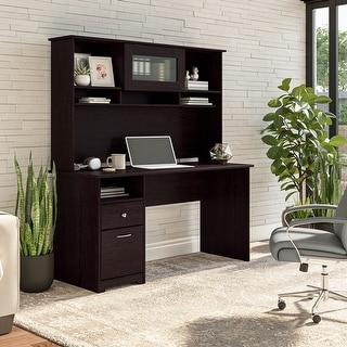 Cabot 60W Computer Desk with Hutch in Espresso Oak by Bush Furniture ...