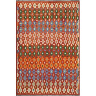 Eclectic Turkish Kilim Russell Rust Blue Hand-Woven Wool Rug - 8'3'' x ...