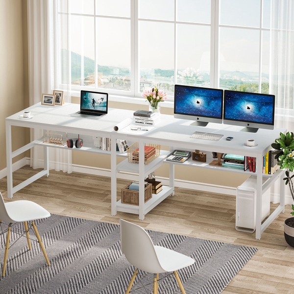 78.7 Two Person Desk with Bookshelf Office Double Desk for Two Person On Sale Bed Bath Beyond 36103039