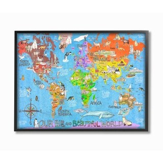 Stupell Our Big Beautiful World Map Black Framed, 16 x 20, Design By ...