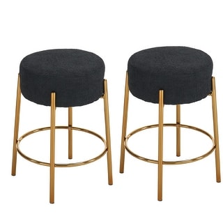 30" Tall, Set of 2 Round Bar Stools, Black Metal legs Stool ...