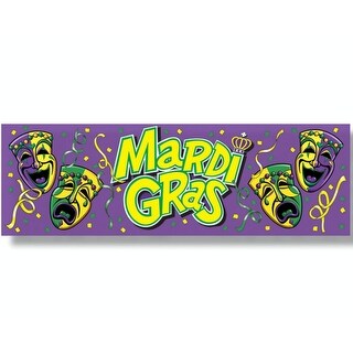 Club Pack of 12 Purple and Yellow Mardi Gras Sign Banner Party ...