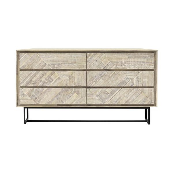6 Drawer Dresser Natural Wood Chest of Drawers Modern Bedroom Storage ...