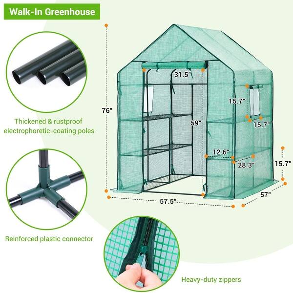 Greenhouse with Screen Windows Walk Plant Greenhouses Heavy Duty with ...