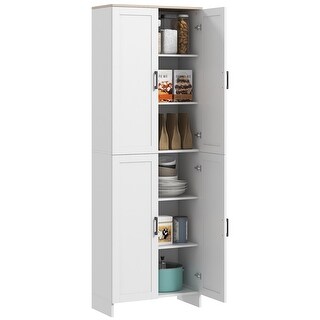 72" Freestanding Kitchen Pantry, Storage Cabinet Organizer with ...