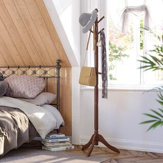 VASAGLE Coat Rack Free Standing, Wooden Hall Tree Coat Hat Tree Coat ...