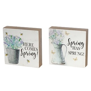 MDF Square Blocks Spring Floral - Set of 2 - Bed Bath & Beyond - 40153280