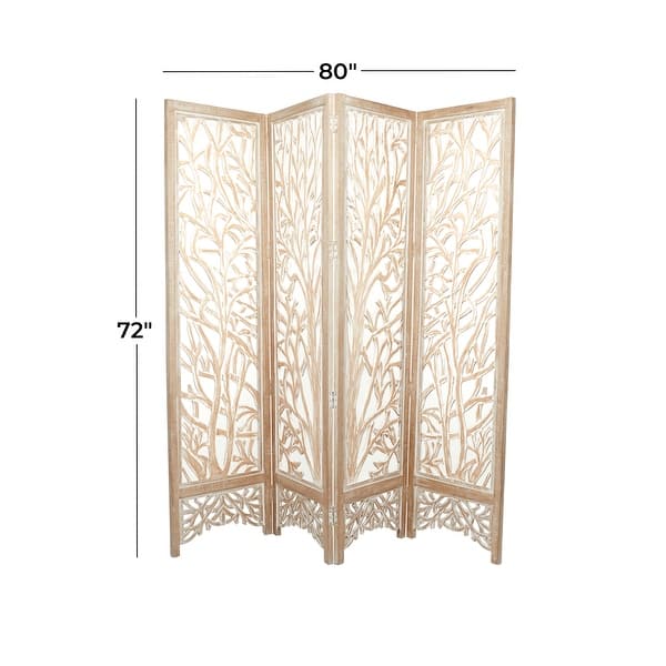 Gold Wooden Hinged Foldable Partition 4 Panel Tree Partition Room ...