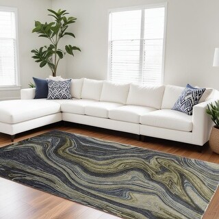 HomeRoots 10' X 14' Blue and Green Abstract Hand Tufted Area Rug - 168 ...